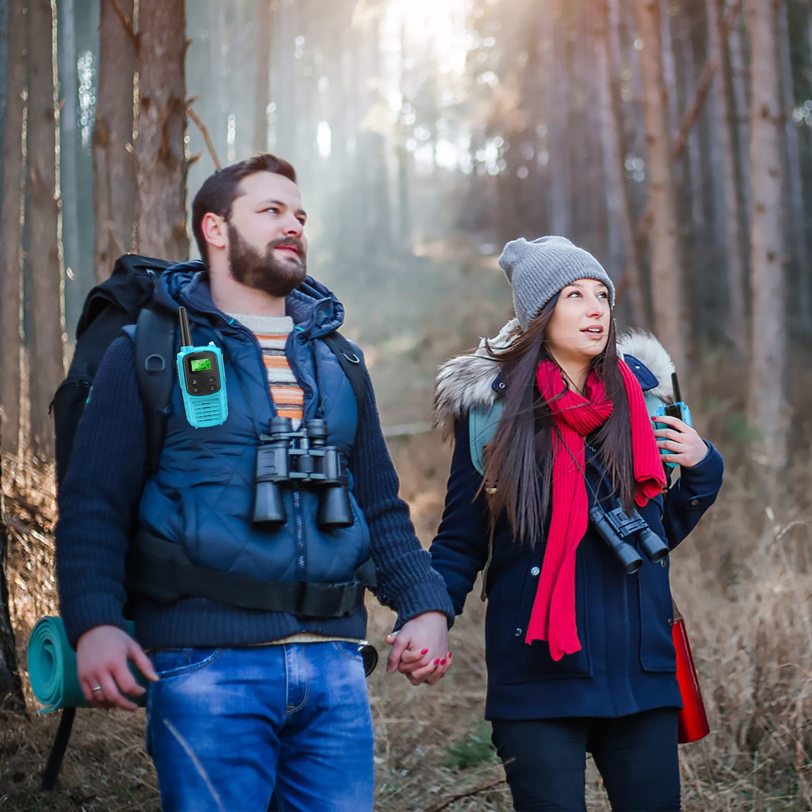 LEETEL Walkie Talkie with 22 FRS Channels, Long Range Walkie Talkies for Adults with VOX Scan LED Flashlight for Family Activities Hiking Camping Trip (Blue 2 Pack)