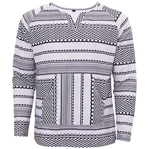 Lexiart Mens Casual Pullover Sweater Long Sleeve Striped Sweatshirt Athletic Hoodie White