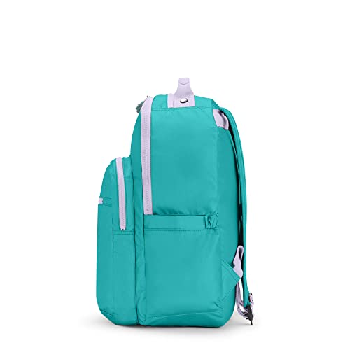 Kipling Women's Seoul 15" Laptop Backpack, Durable, Roomy with Padded Shoulder Straps, Built-in Protective Sleeve, Surfer Blue C, 13.75''L x 17.25''H x 8''D