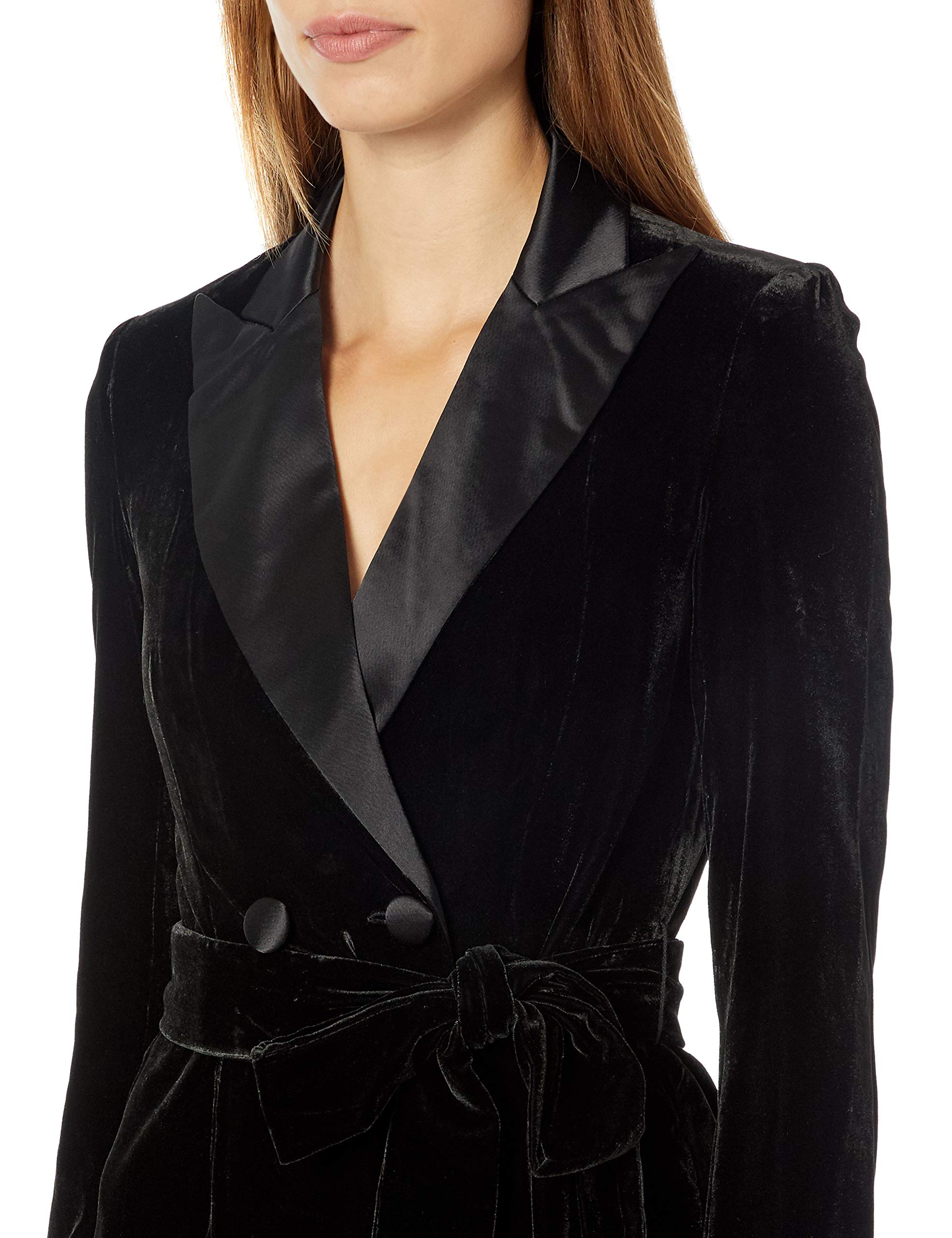 Jill Jill Stuart Women's Satin Velvet Jumpsuit and Jacket Set, Black, 4