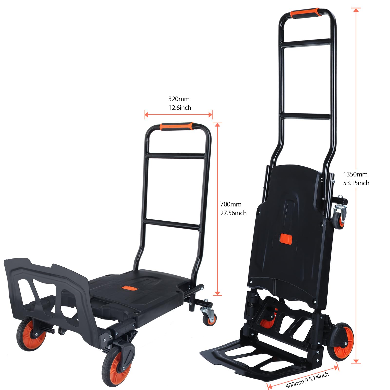 Nellyke 2 in 1 Hand Truck Dolly Foldable,350LB Capacity Folding Hand Cart,Heavy Duty Hand Truck Foldable Dolly with Handle,Folding Dolly Trolley with Wheels for Moving