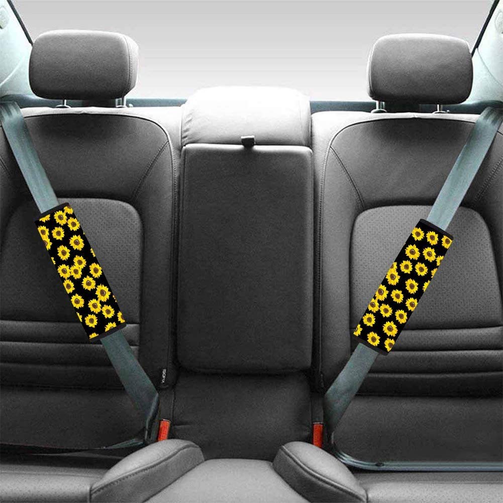 HUGS IDEA Universal Fits Car Seat Belt Pad Cover Funny Animal Butterfly Blue Design 2 Piece Shoulder Strap Pad Soft Headrest Neck Support Cushion
