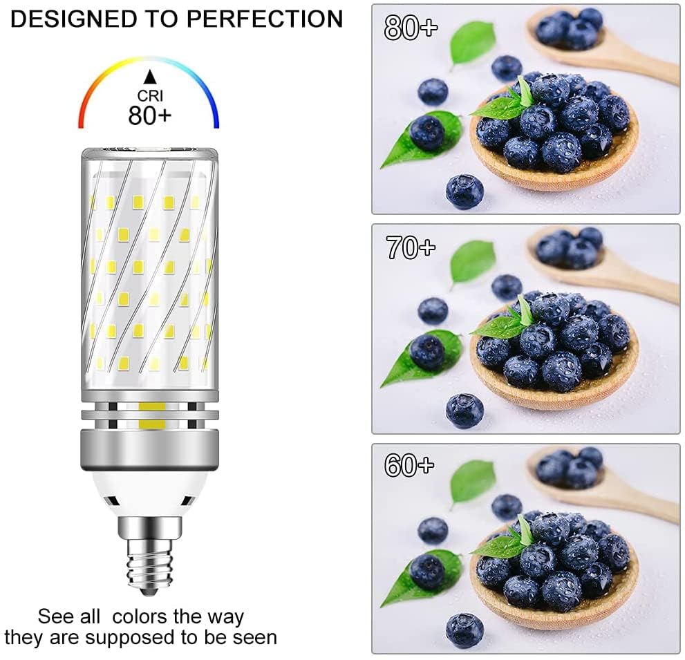 inShareplus E12 LED Bulbs, 16W Candelabra Light Bulbs, Warm White 3000K, CRI80+, 1500LM 120W Equivalent, E12 Base LED Chandelier Bulbs, Non-Dimmable LED Lamp, 6Pack