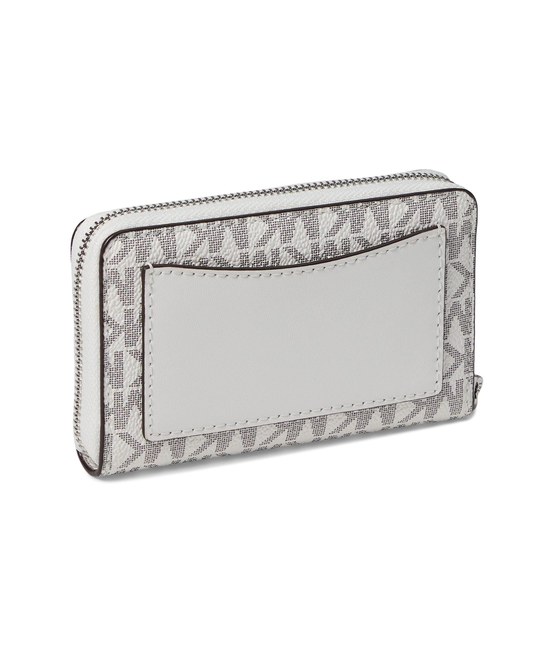 Michael Kor womens Jet Set Small Zip Around Card Case Optic White/Black One Size