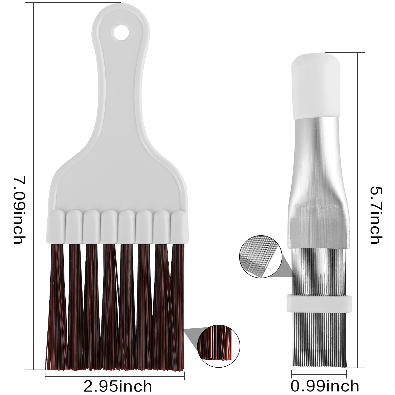 KINMAD 4 Pieces Air Conditioner Condenser Fin Cleaning Brush Coil Condenser Fin Straightener Comb Stainless Steel Air Refrigerator Fin Cleaner Whisk Brush