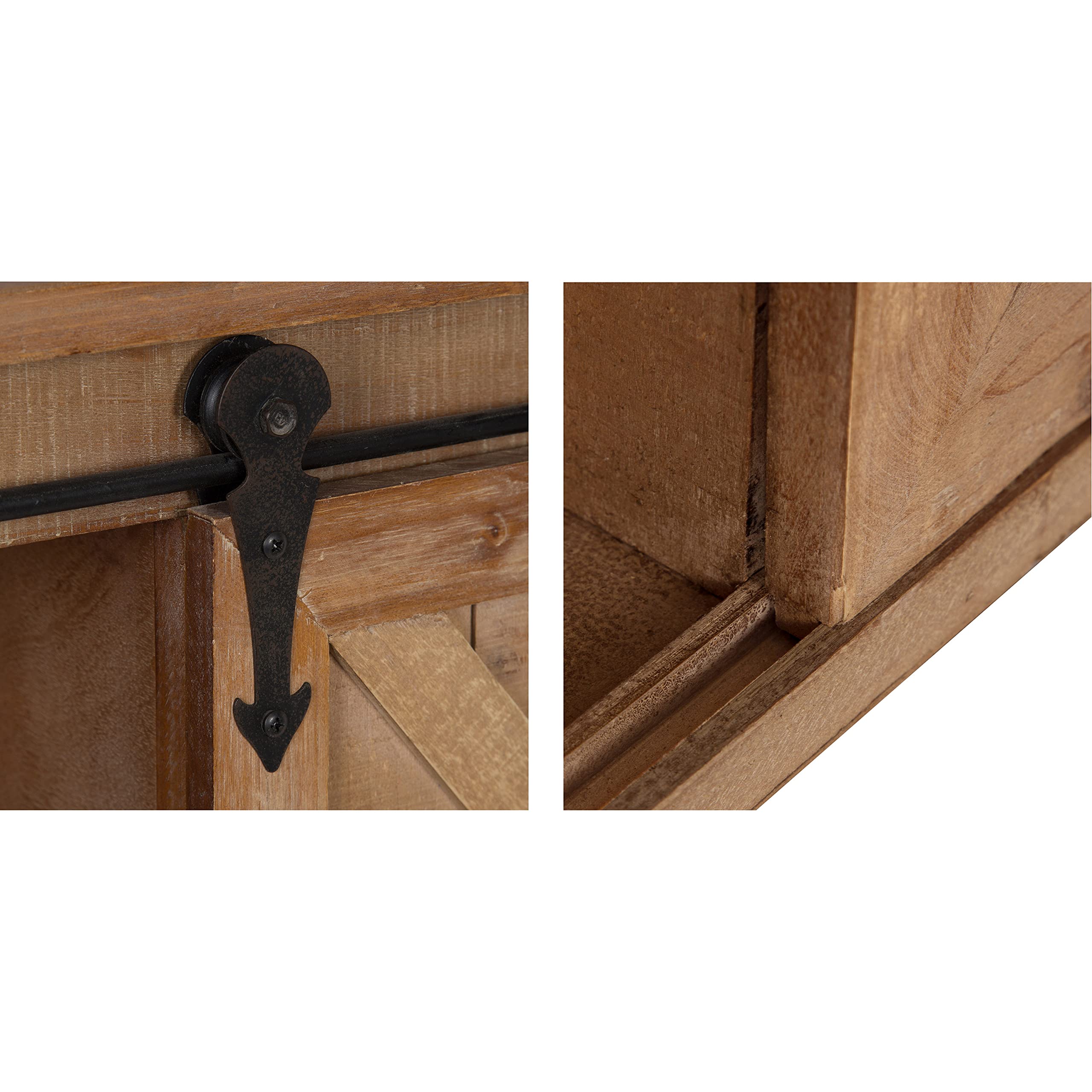 Kate and Laurel Cates Multi-Purpose Wooden Rolling Kitchen Cart Storage Cabinet with Sliding Barn Door, Rustic Wood Finish