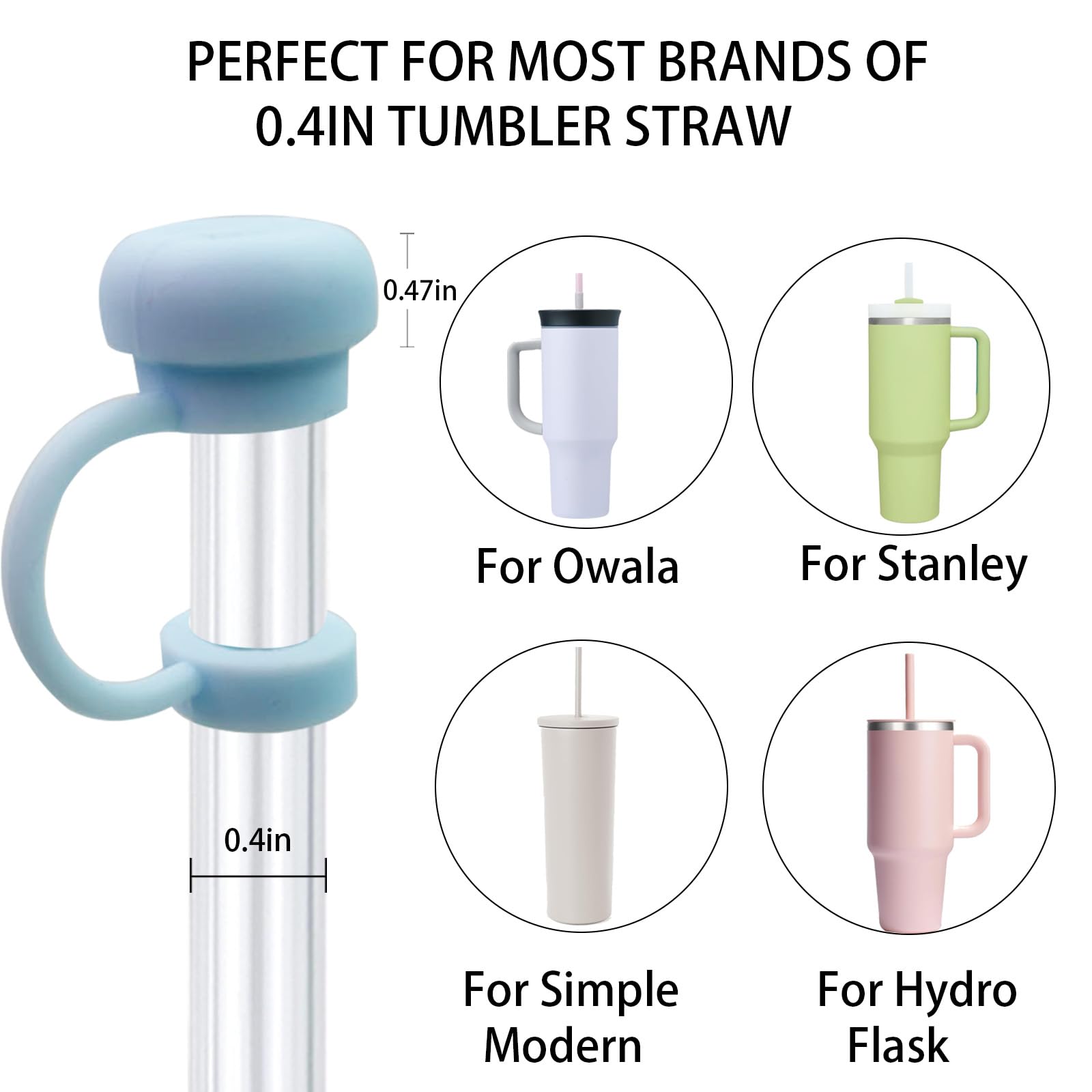Oathast Stanley Cup Straw Cover, 6 Pcs Straw Toppers 10mm Straw Cover Cap Silicone Stanley Straw Topper Dust-proof Straw Covers for Stanley Simple Modern Tumbler 40oz 30oz & 20oz