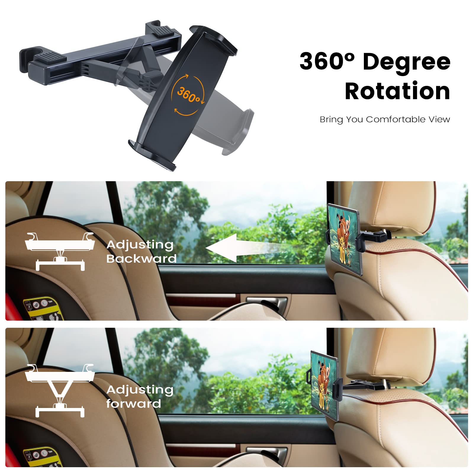 Oyxon Car Tablet Holder, Universal ipad Holder for Car, Portable Car ipad Holder Back Seat, Car Headrest Mount for Kids Adults Fits All 4.7-12.9" Devices