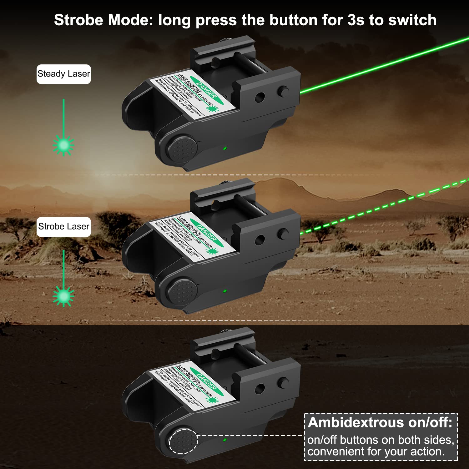 LIGHTWIN Green Laser Sight, Aluminum Ultra Low Profile Compact Picatinny Mount Green Dot Sight, Strobe Mode Available, Magnetic USB Rechargeable Green Beams for Taurus G2c G2s G3 G3c