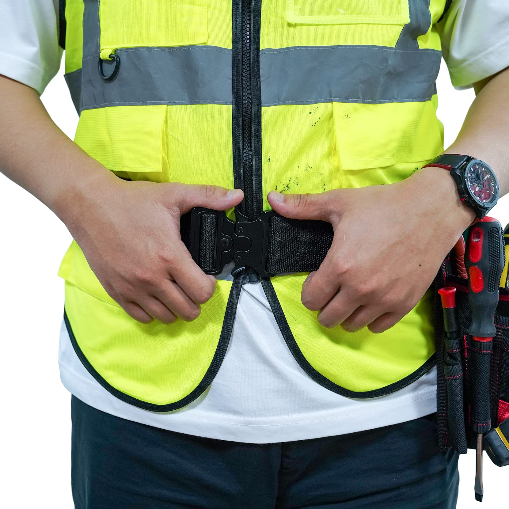MELOTOUGH 2" Nylon Web Work Tool Belt for Men with Heavy Duty Quick Release Rugged Metal Buckle outdoor men's belt Tool Belts (Black)