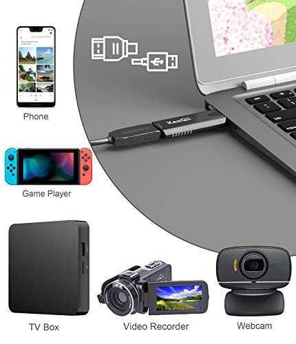KeeQii HDMI Capture Card, Full HD 1080P Live Stream and Record Video Capture Card, Compatible with PS4, Switch, Xbox, Camcorder, Action Cam, HDMI to USB 2.0 Game Capture Card