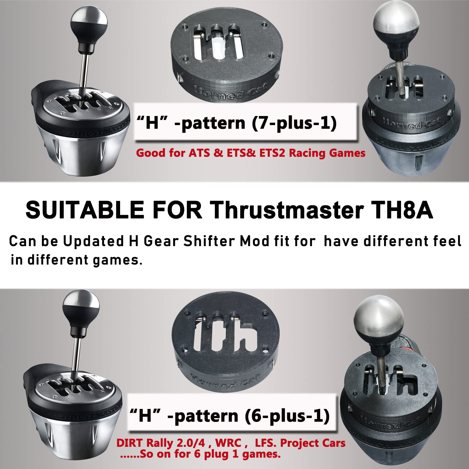 Obokidlyamor Upgrade Gear Shifter Plate Modification Kit For Thrustmaster TH8A; 6+R Gear Shift for ATS ETS ETS2 Dust Sim Racing Games Sequence Sequential Shifter Function (7+R)