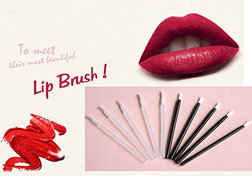 Huachnet Disposable Lipstick Gloss Wands with Soft Brush Head Makeup Kits-Pack of 100 (Black-Nylon Hair Lip Brush)