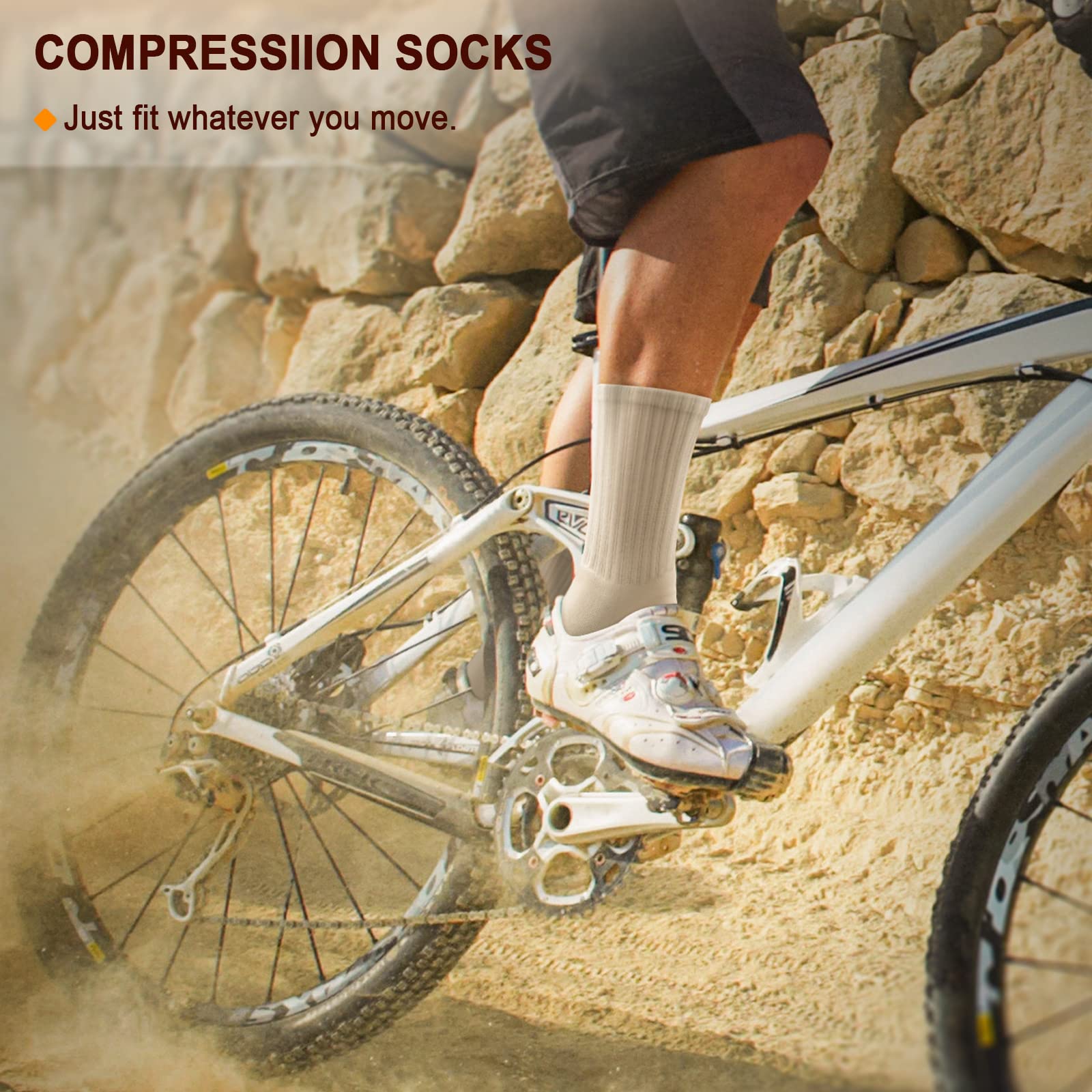 KEMISANT Mens Socks 6 Pairs, Sports Running Athletic Socks Compression for Men with Full Cushioned Sole