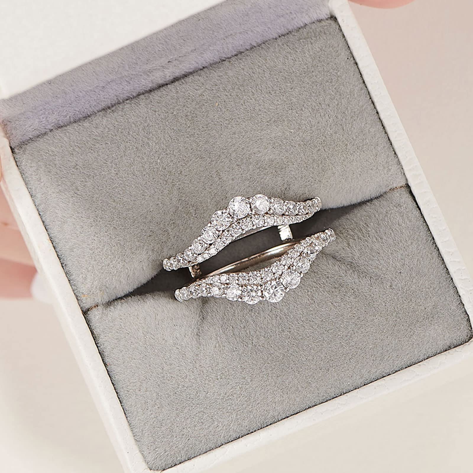 Newshe Ring Enhancer for Engagement Rings Wedding Band for Women Eternity 5A Cz 925 Sterling Silver Size 8