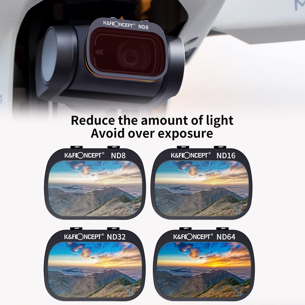 K&F Concept Mini/Mini 2 Drone Filters Kit (6 Pack), for DJI Mavic Mini 2 / Mini SE/Mini 2 SE Drone, CPL, UV, ND8, ND16, ND32, ND64 + Propellers Blades Accessories (Aluminum Version)