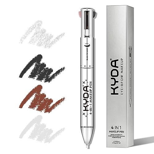 KYDA 4 IN 1 Makeup Pen, Multiuse Makeup Pen with Eyeliner Brow Highlighter, Eyebrow Contouring and Lifting, Smooth Creamy Blendable, Lasting Tinted Brow Makeup Pen, by Ownest Beauty