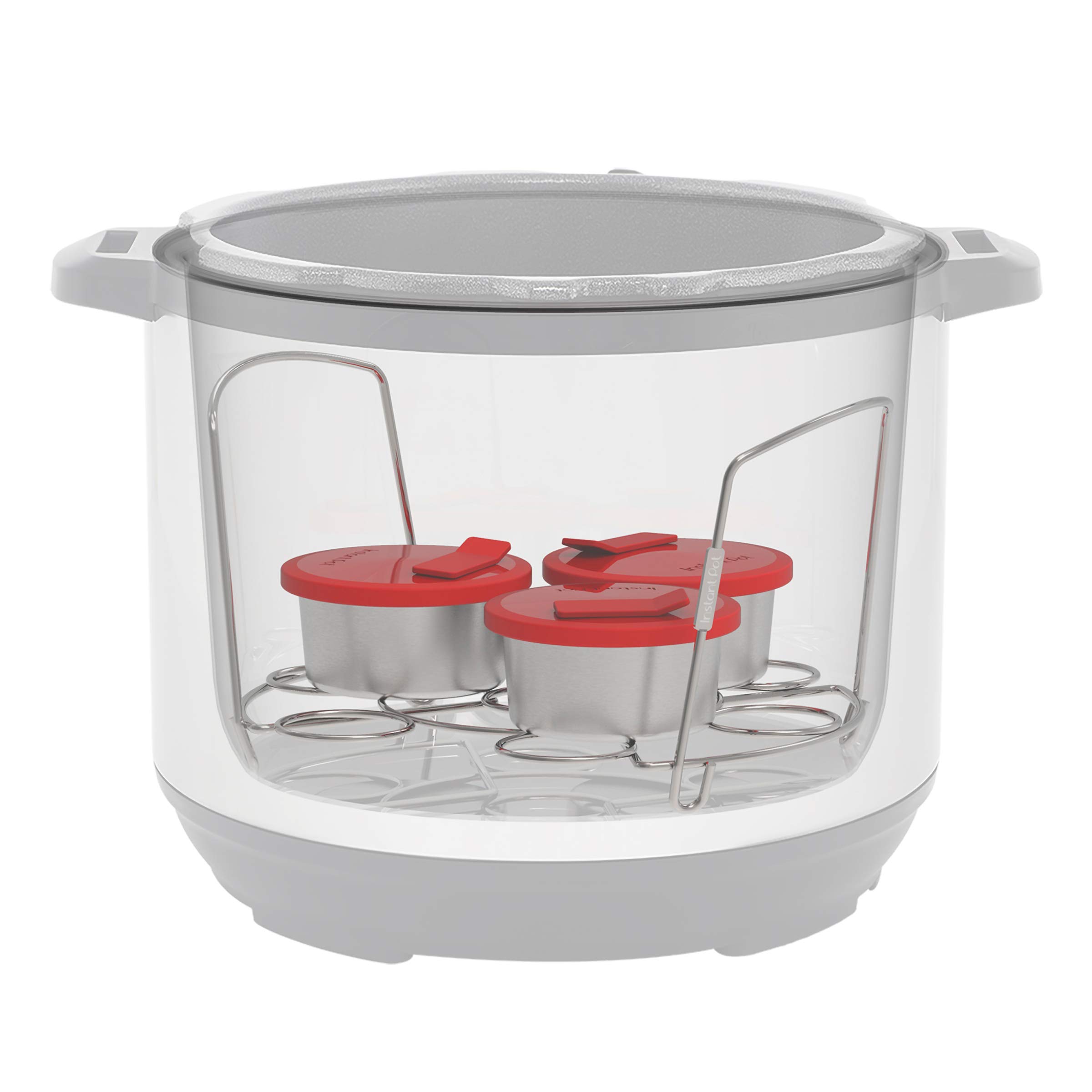 Instant Pot, Set of 3 Official Stainless Steel Baking Cups with Silicone Lids, Red