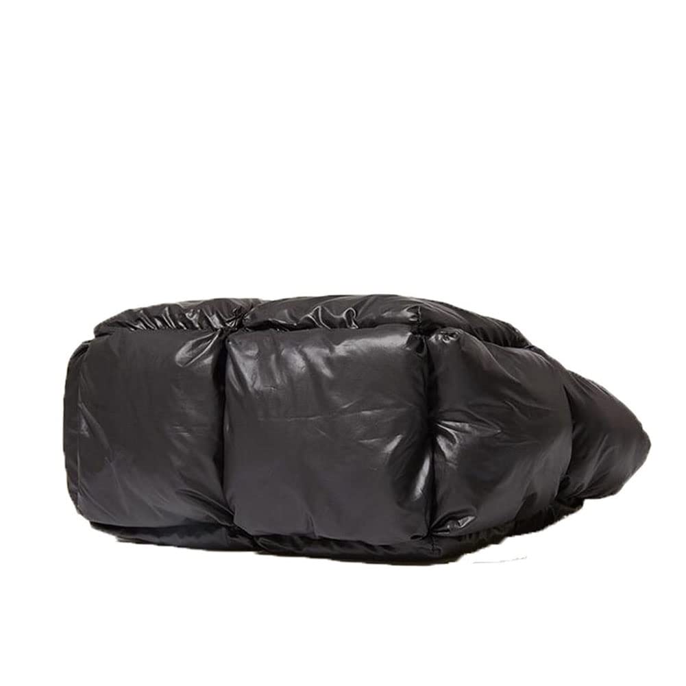 Lightweight Puffer Tote Purse Quilted Women Luxury Handbag Soft Shoulder Bag (Black)