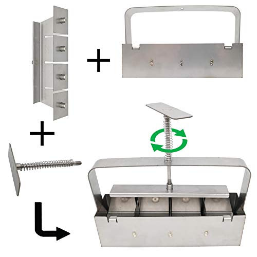 rnairni Manual Quad Soil Blocker & 10" x 7" Plant Growing Trays, Soil Blocking Tool Create 2" Soil Block for Seedlings Greenhouse