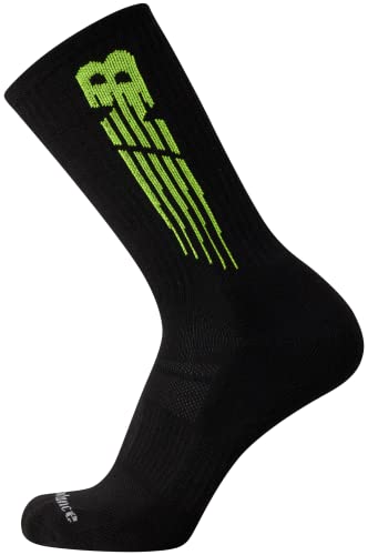 New Balance Men's Athletic Arch Cushion Comfort Crew Socks (5 Pack), Size 6-12.5, Black Logo