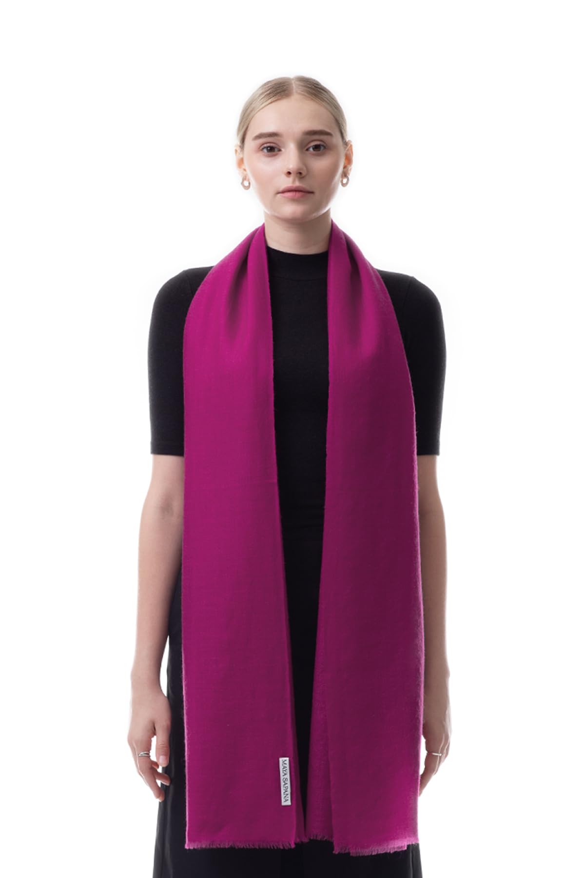 Maya Sapana 100% Cashmere from Himalaya – Prestige Woven Wrap Shawl Extra Large Scarf Stole for women (Beetroot Purple)