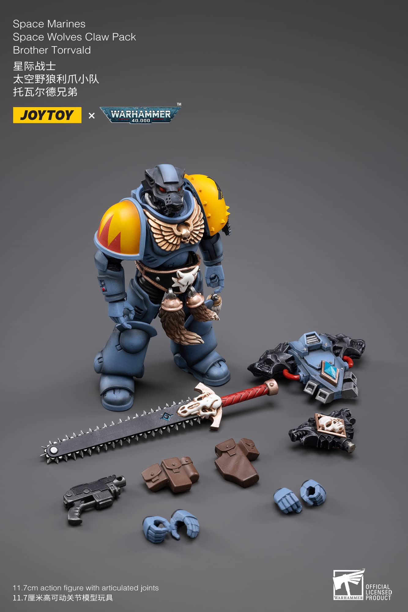 HUAXI DARK SOURCE(HAINAN)TECH JoyToy Warhammer 40K: Space Wolves Claw Pack Torrvald 1:18 Scale Figure