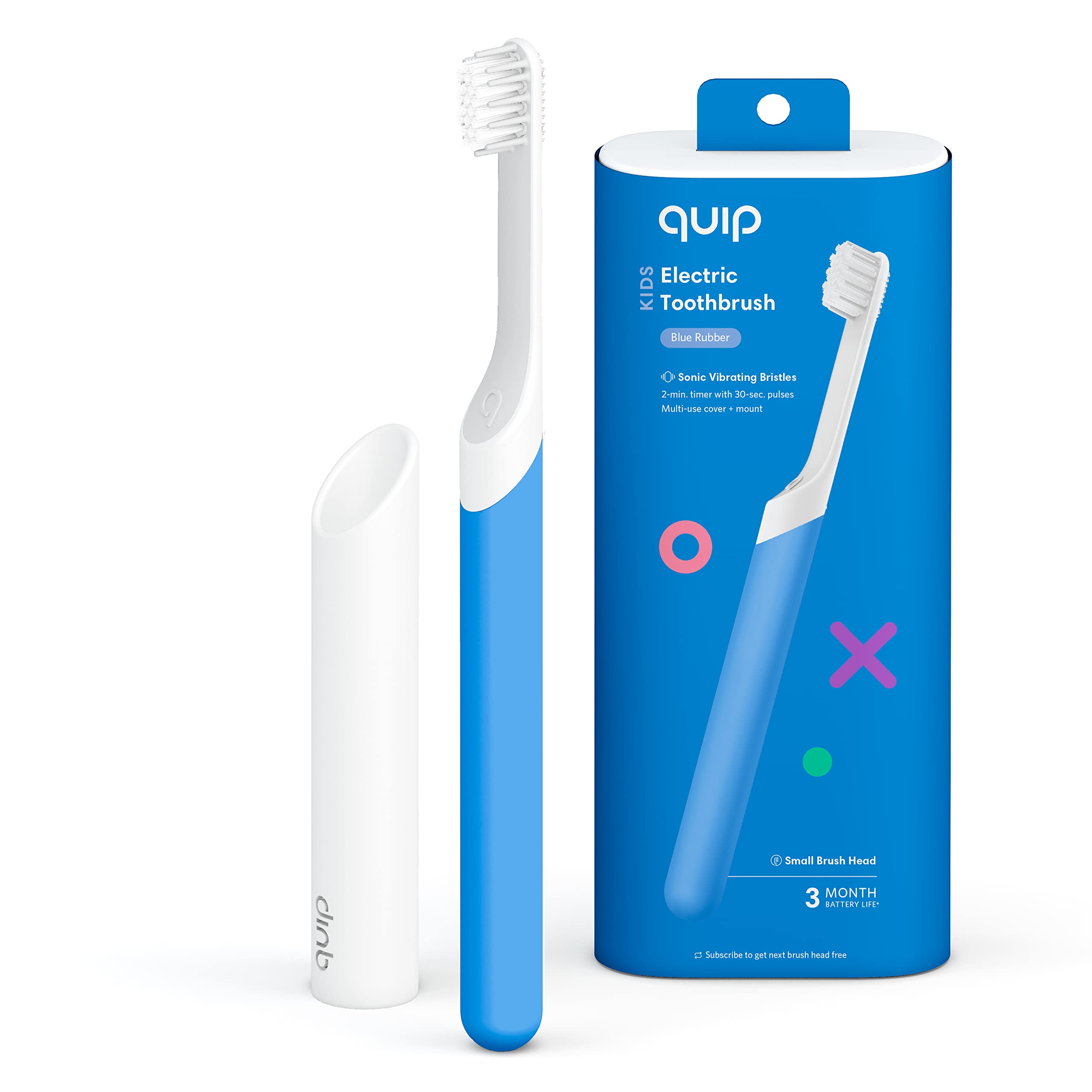Quip Kids Electric Toothbrush - Sonic Toothbrush with Small Brush Head, Travel Cover & Mirror Mount, Soft Bristles, Timer, and Rubber Handle - Orange, Pack of 1, 1.0 Count