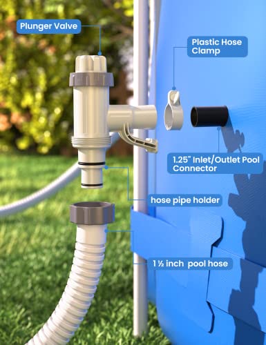 POOLHACKER Pool Plunger Valve Plus for Above Ground Pool- Pool Pipe Holder with Plunger Valve for Pool Parts and Accessories, Shut Off Valve for Above Ground Pool, Replacement for Pool Fittings