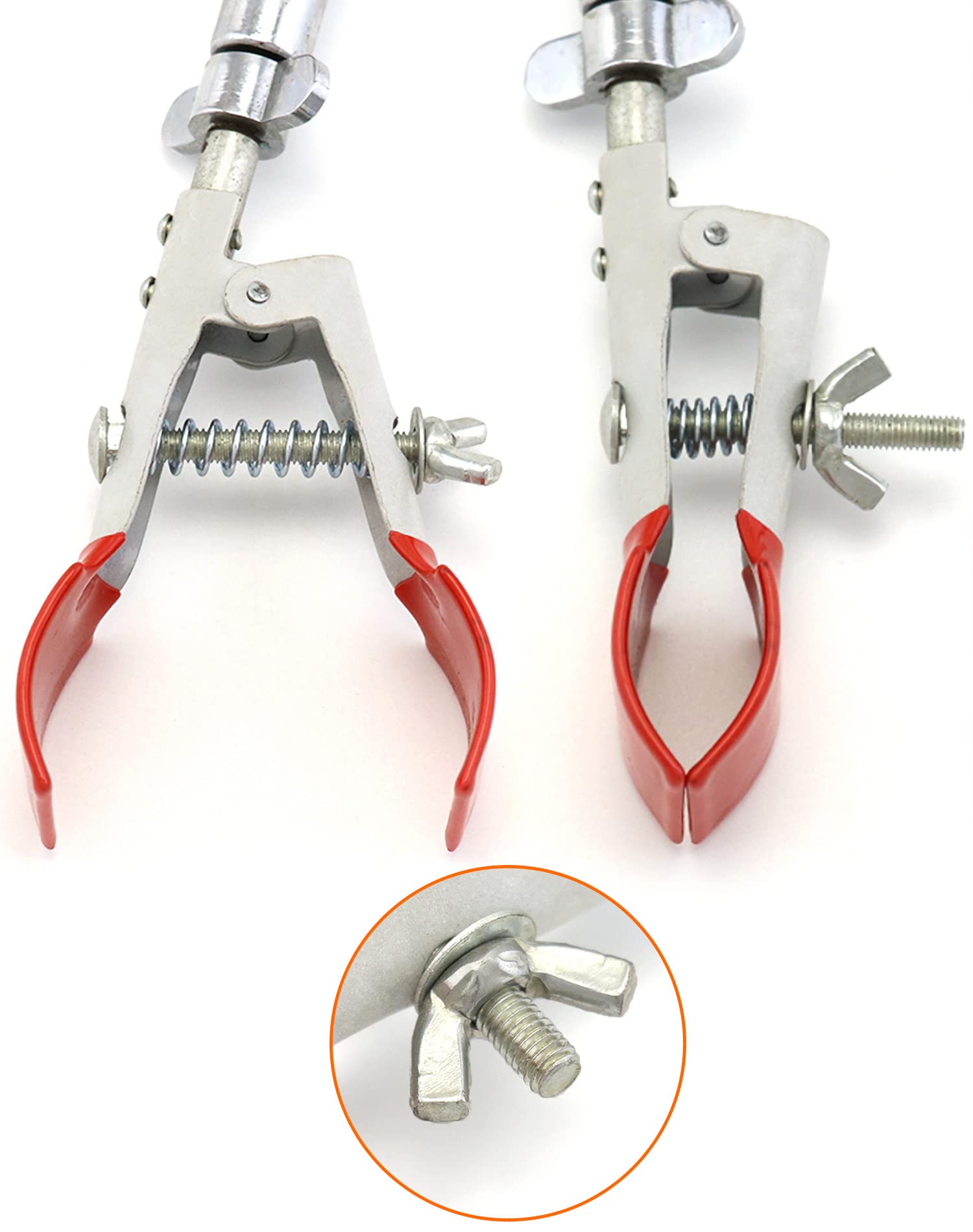 QWORK Lab Clamp, 2 Pack, Cork Lined Prongs, Burette, Flask, Beaker Clamp, Holds Objects up to 1.75" [45mm], Labs Universal Clamp (Rods up to 0.7" Diameter)
