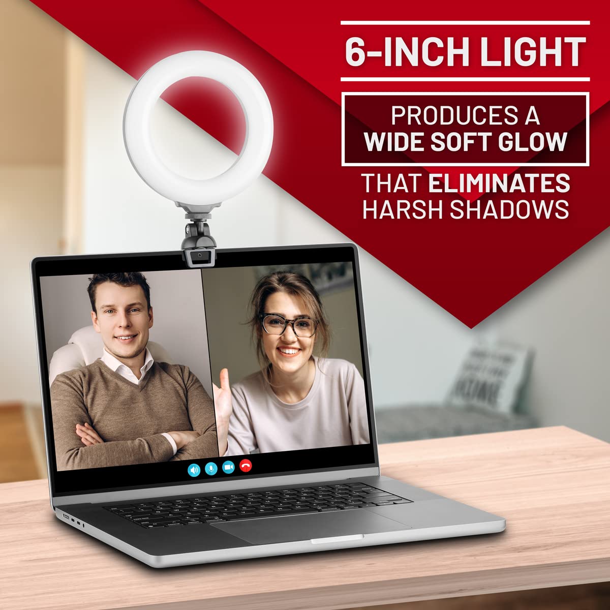 PhotoMate Video Conference Lighting - Webcam Ring Light for Computer, Laptop, MacBook, Monitor - USB-C and USB-A - Small Portable Selfie Light for Zoom Meetings and Streaming