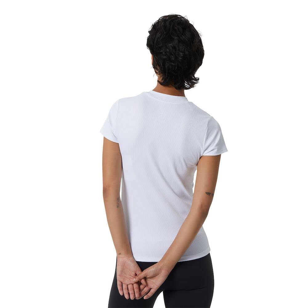 New Balance Women's Perfect Rib Short Sleeve, White, Large
