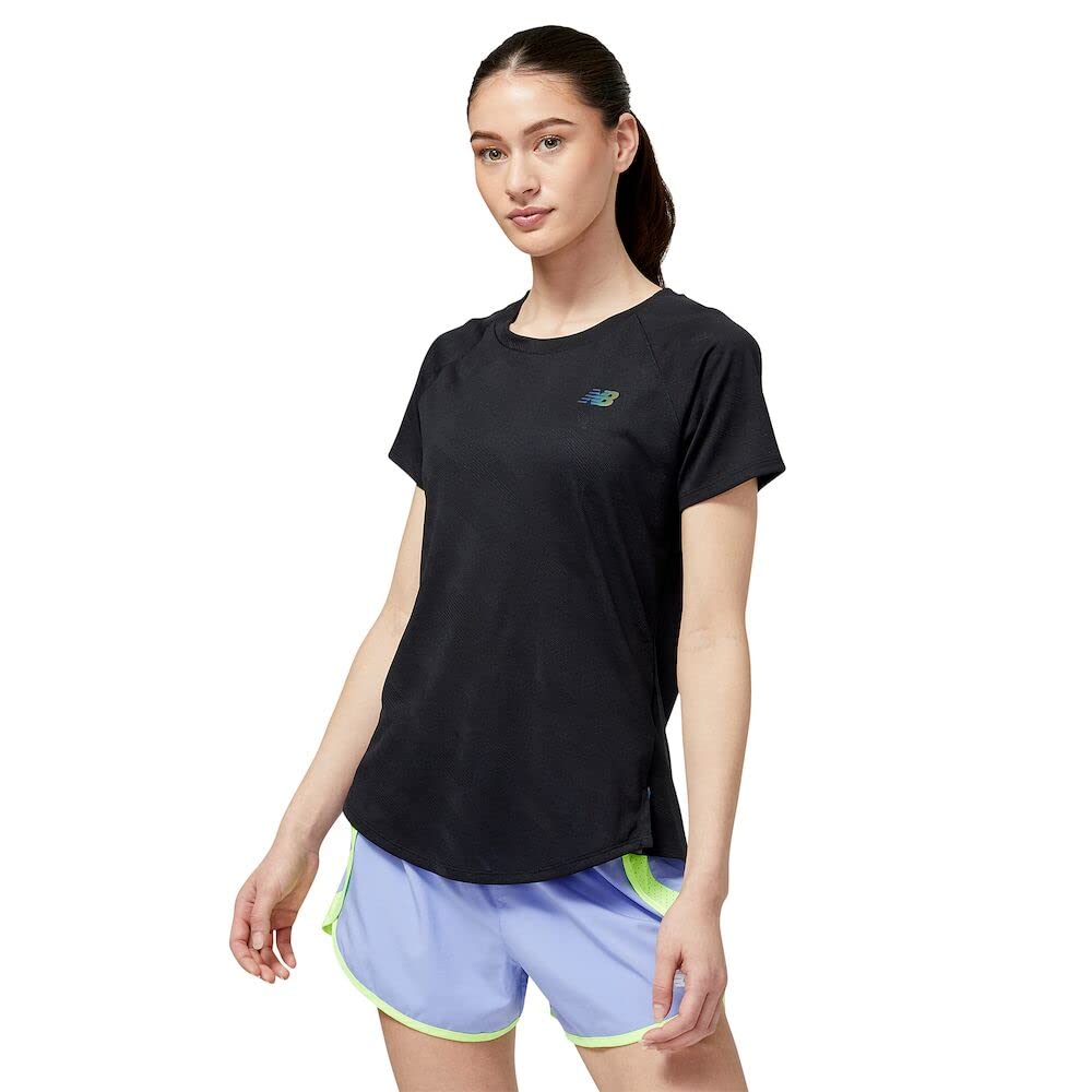 New Balance Women's Q Speed Jacquard Short Sleeve 22, Black, X-Large