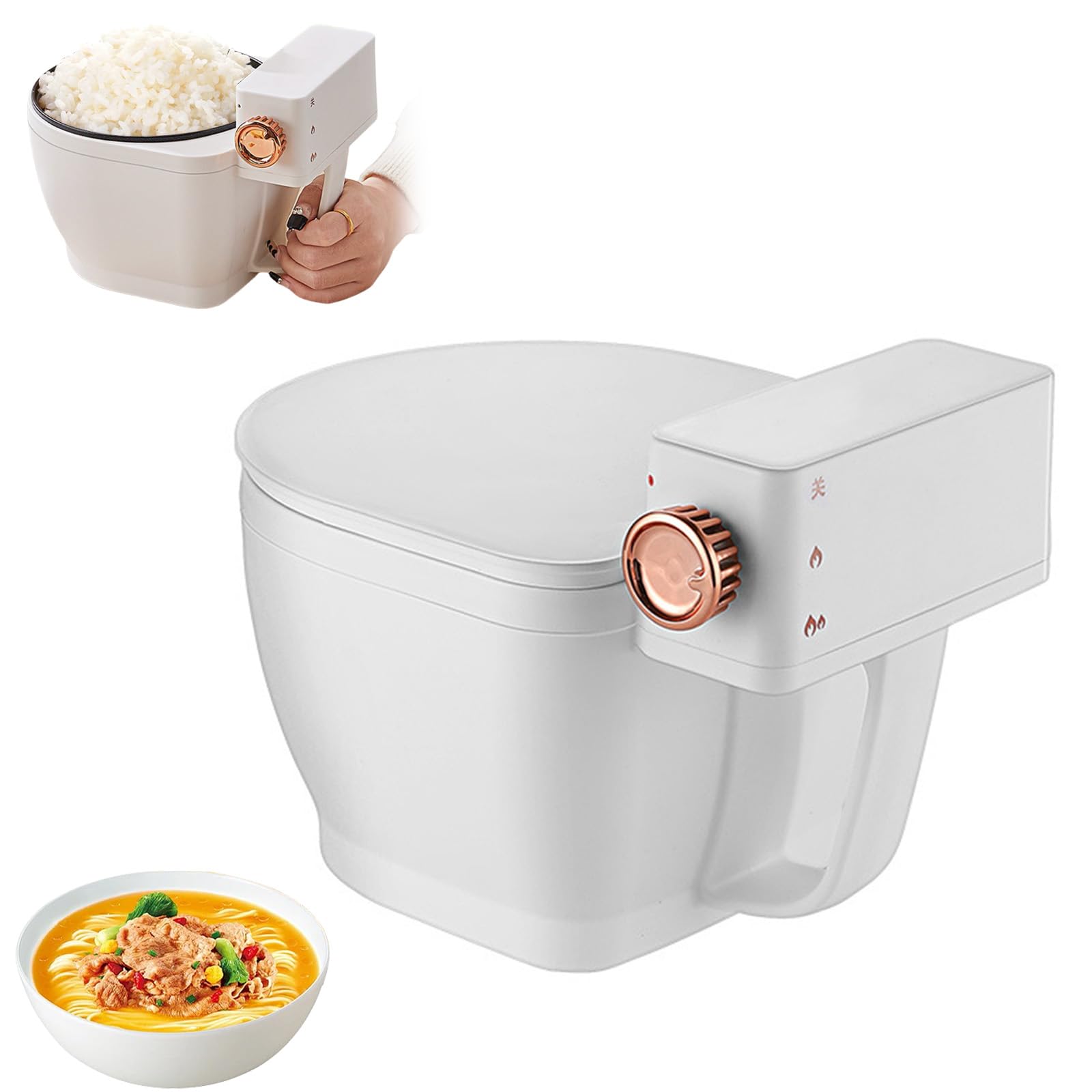 Small Rice Cooker Toilet Shaped Electric Cooker Slow Cooker, Fun Rice Cooker, 2 Quart 6 Cups Cooked Rice (3 Cups Uncooked Rice) Suitable for Pasta, Noodles, Soup Suitable for Dormitory, Office, white