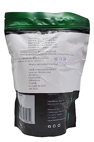 McEntee's Irish Breakfast Tea 250g / 8.81 oz Bag – BLENDED IN IRELAND - STRONG & CITRUSY - Traditional Irish Blend of Ceylon and Assam Loose Tea’s. IRELAND’S FAVOURITE