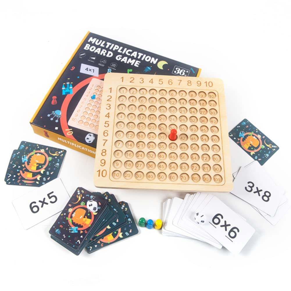 Multiplication Board Game Montessori Counting Toy Educational Math Table Board Game for Toddlers Kids Over 5 Years Old (Multiplication Board)β¦