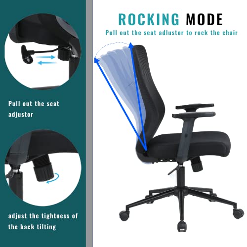 ralex-chair Office Chair Ergonomic Desk Chair Comfort Height with Wheels,Lumbar Support Mesh Swivel Computer Home Office Study Task Chair(5017) (Black)