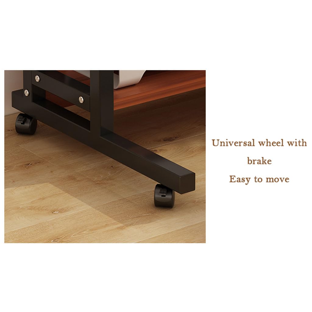 JITEM Computer Desk W/Keyboard Tray Small Mobile Rolling Standing Desk Height Adjustable Work Table Modern Laptop Computer Cart for Home