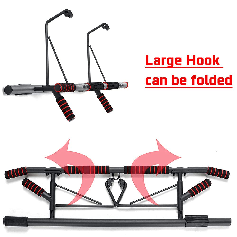 KDFJ Pull up Bar for Doorway, Multi-Grip Chin-up Station, Wall Mounted Pull Up Bar, Portable No Screws Multifunctional Fitness Equipment-Black