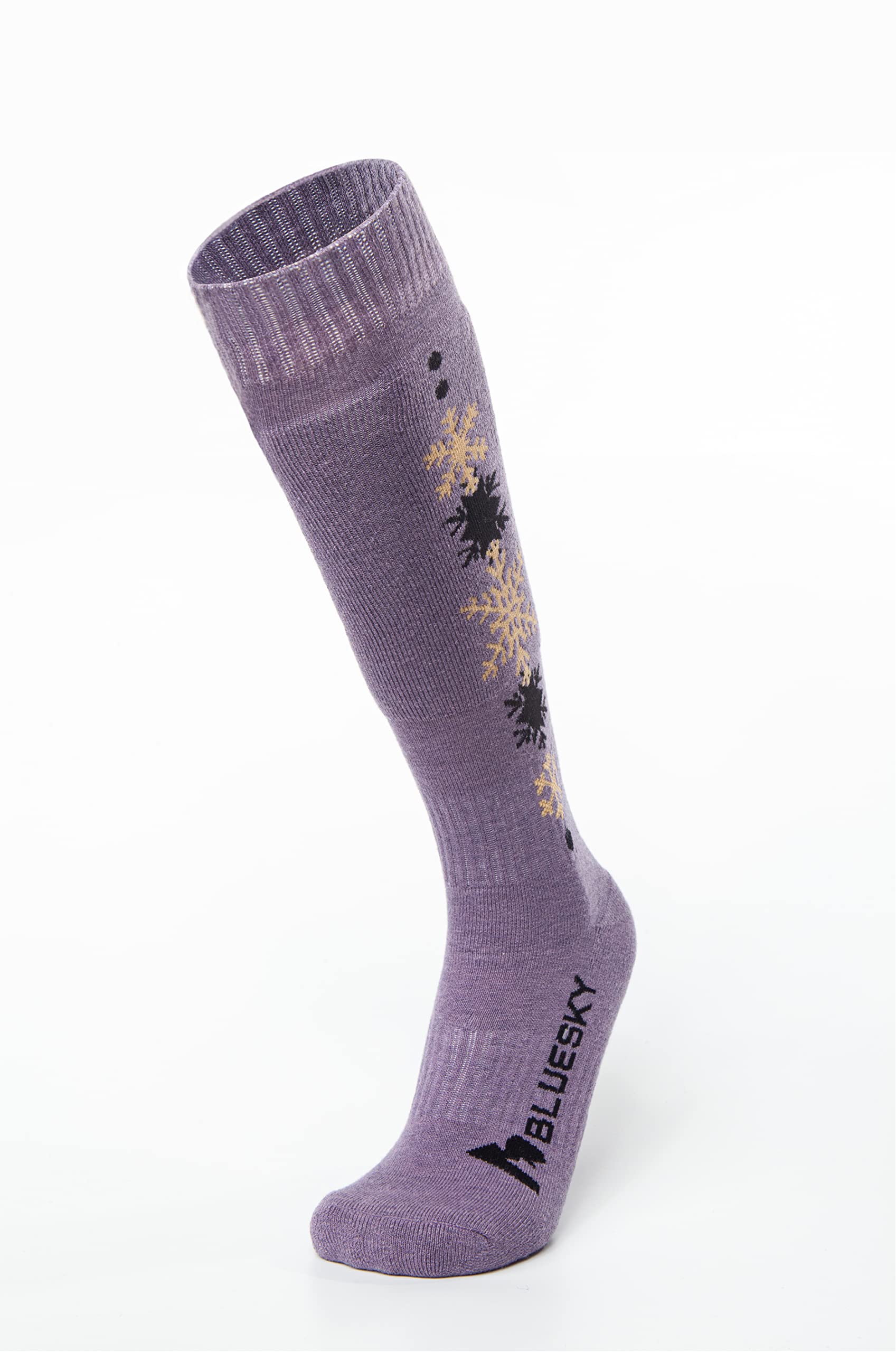 Merino Wool Ski Socks / Hiking Socks for Men&Women, Snowflake (Purple Medium)