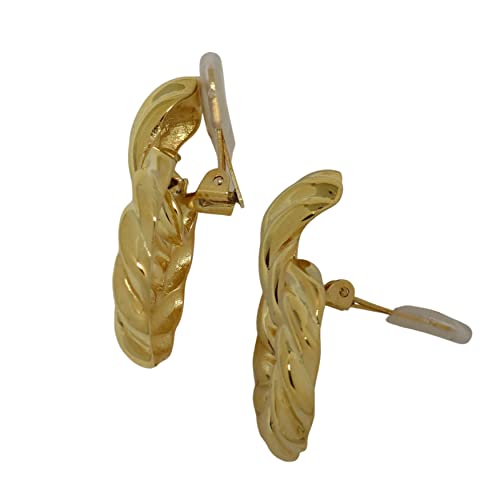 Kenneth Jay Lane Gold Polished Satin and Two-Tone Round Doorknocker Clip-On Earrings (Polished Twist)
