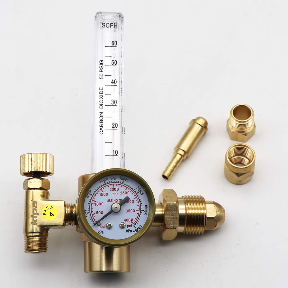 KIPA Argon Flowmeters Regulator with Gas Hose, Welding CGA580 Miller Lincoln Mig Tig, CO2 Argon Mixed Flowmeter Regulator, Accurate Gauge 0 To 4000 Psi Pressure,Durable Welding Gas Flowmeter Gauge