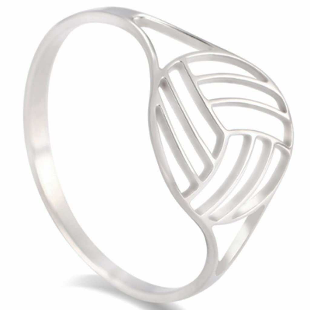 Jude Jewelers Stainless Steel Braided Volleyball Style Wedding Statement Valentines Proposal Anniversary Ring (Silver, 7)
