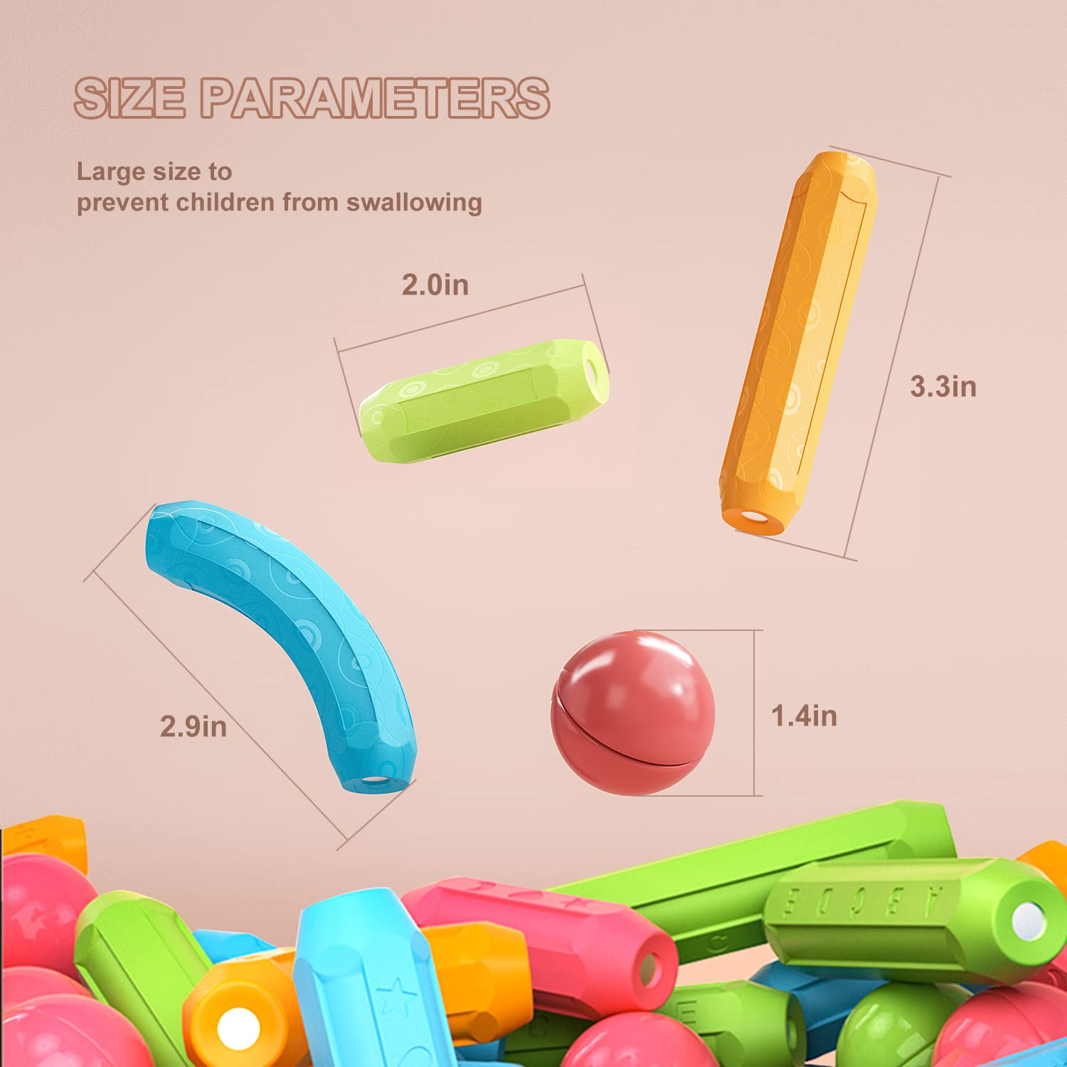 Magnetic Balls and Rods Set Building Blocks 3D Puzzle Educational Toys for 3 Year Old Toddlers Preschool(118 pcs)