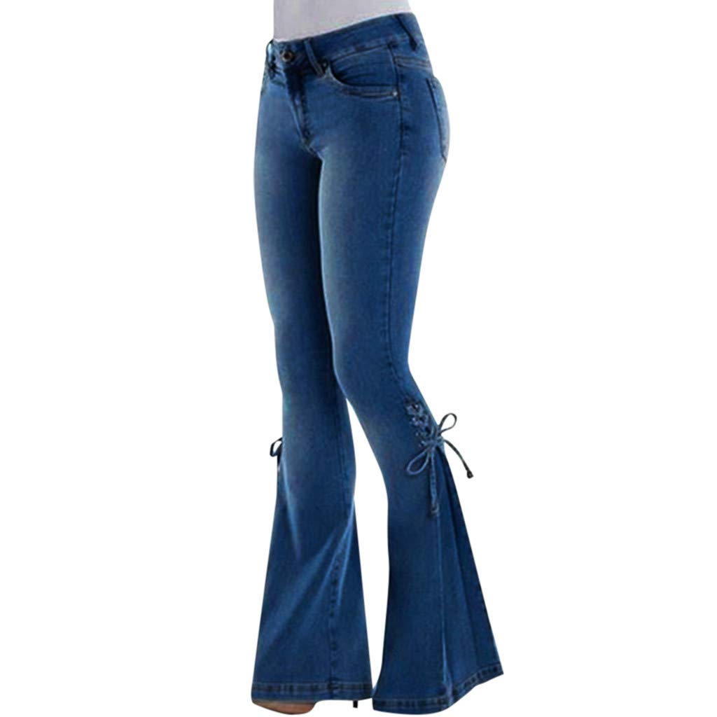Kardashian Jeans,Women High Waisted Denim Stretch Slim Wide Leg Pants