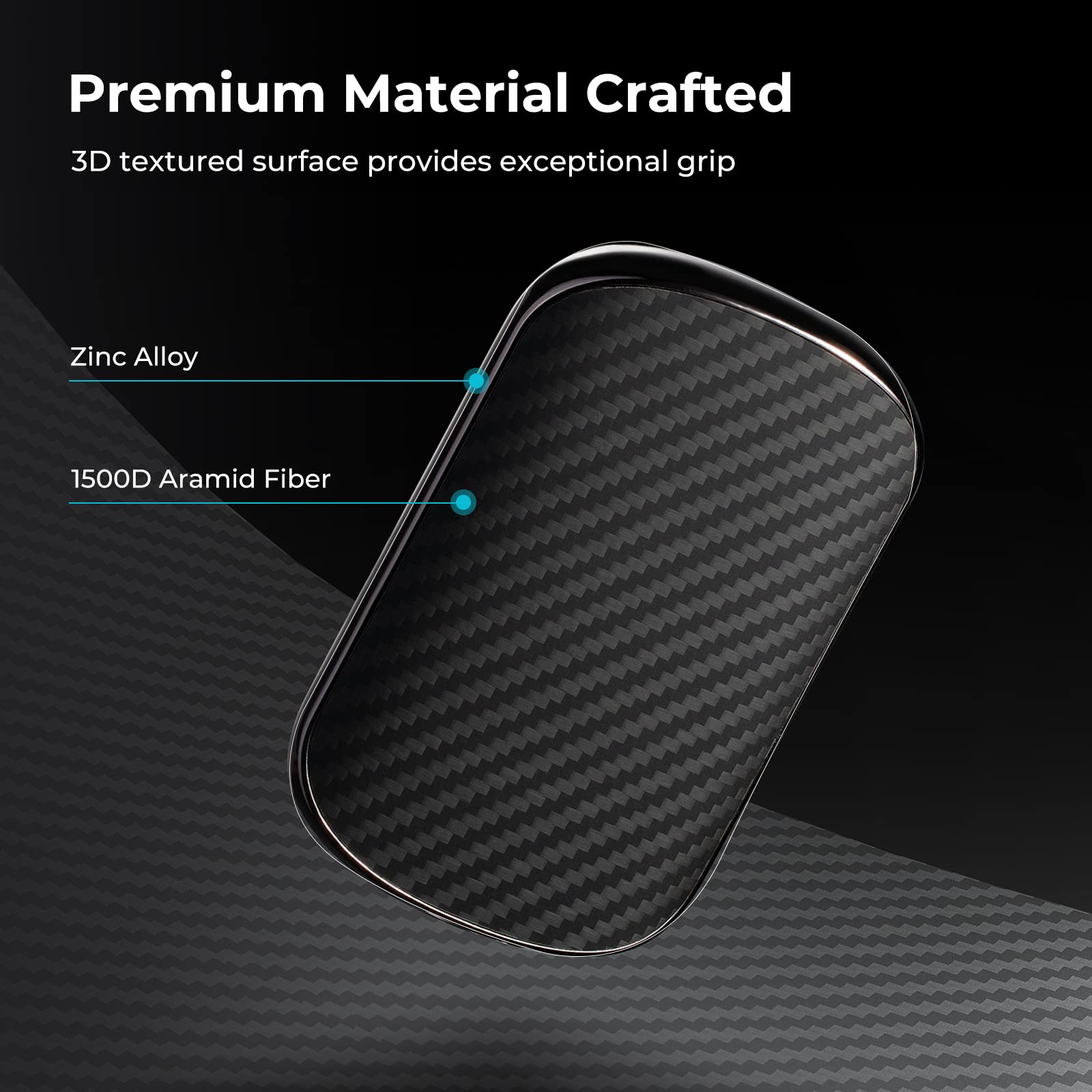 pitaka Wireless Portable Charger Power Bank for iPhone 14/13/12 Compatible with Mag Safe Battery Pack 4000mAh, 1500D Aramid Fiber Made, Black/Grey(Twill)