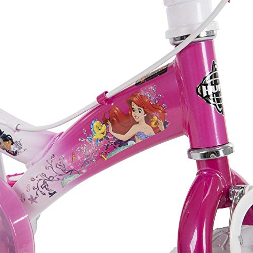 Huffy Disney Princess Kid Bike, Quick Connect Assembly, 12 & 16 inch, Pink w/ Training Wheels, Streamers