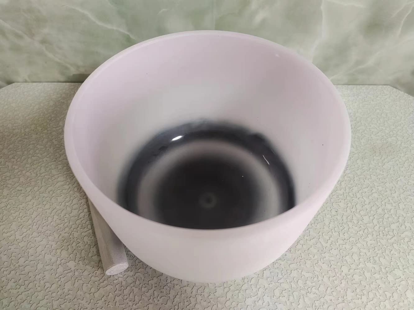 Morganite + Moldavite Gemstone Fusion Crystal Singing Bowl B Crown Chakra 9 inch with Free Suede Striker and O ring