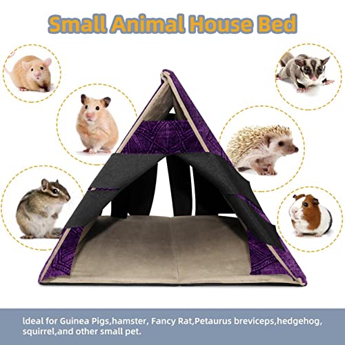 RATGDN Small Pet Hideout Purple Mandala Flowers Hamster House Guinea Pig Playhouse for Dwarf Rabbits Hedgehogs Chinchillas