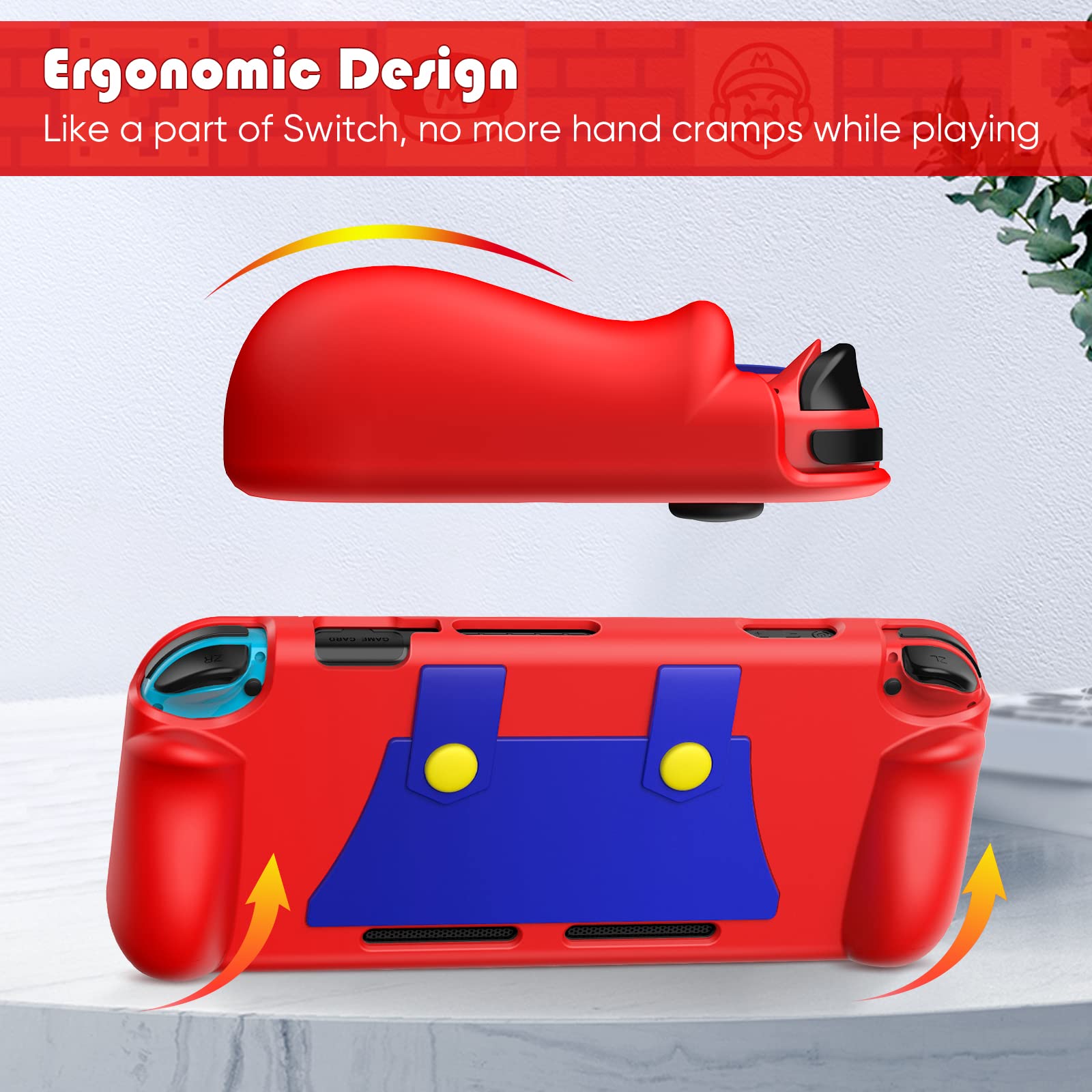 KENOBEE Silicone Case Compatible with Nintendo Switch 2017, Soft Lightweight Ergonomic Grip Protective Cover with Shock-Absorption and Anti-Scratch Design for Switch Console, Red
